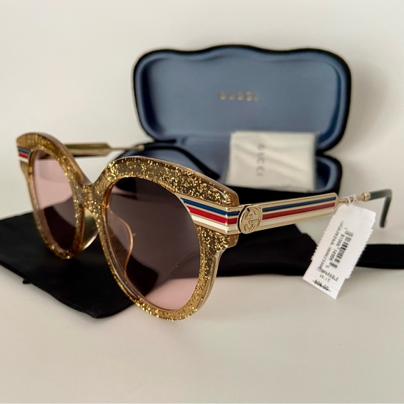 Gucci | Accessories | New Authentic Gucci Gold Glitter Gg Logo ...